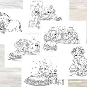 50 Princess Coloring Page for Kids; Printable Coloring Book; Kids ...