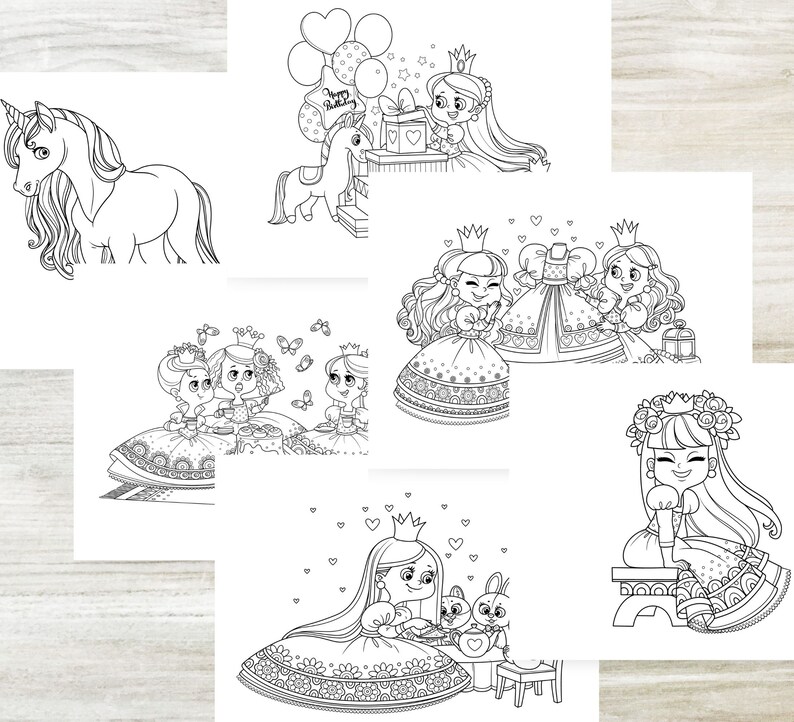 50 Princess Coloring Page for Kids; Printable Coloring Book; Kids ...