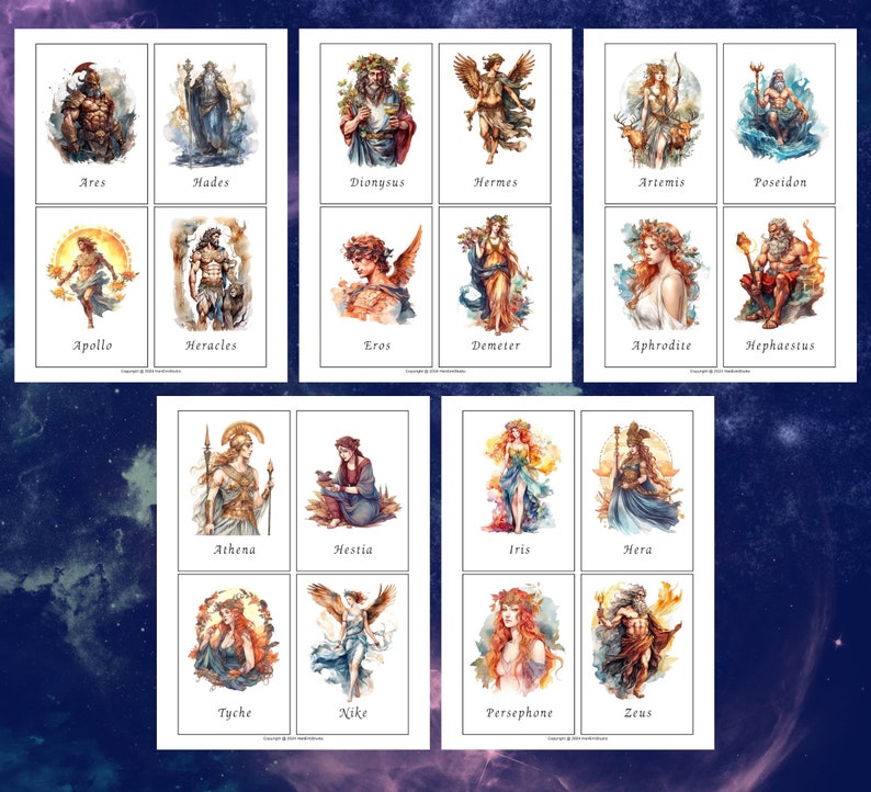 20 Greek Gods and Goddesses Flashcards; Printable Flashcards ...
