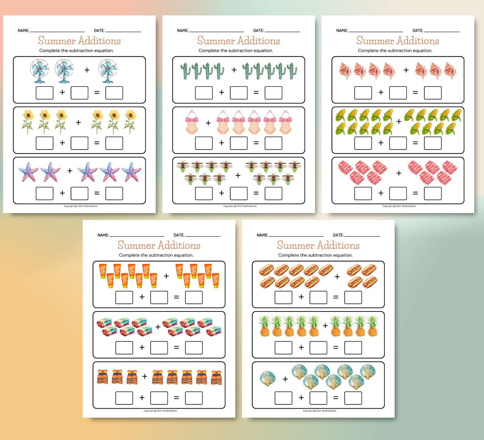 15-simple Summer Addition Worksheets for Preschoolers and ...