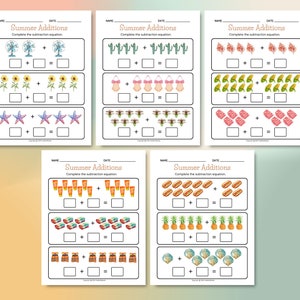 15-simple Summer Addition Worksheets for Preschoolers and Kindergarteners; Picture Math ...