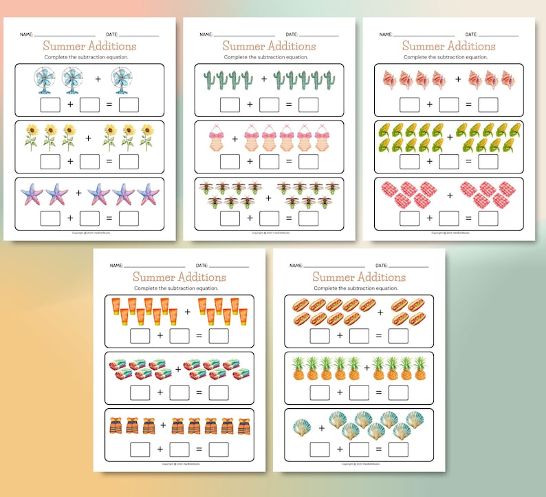 15-simple Summer Addition Worksheets for Preschoolers and ...