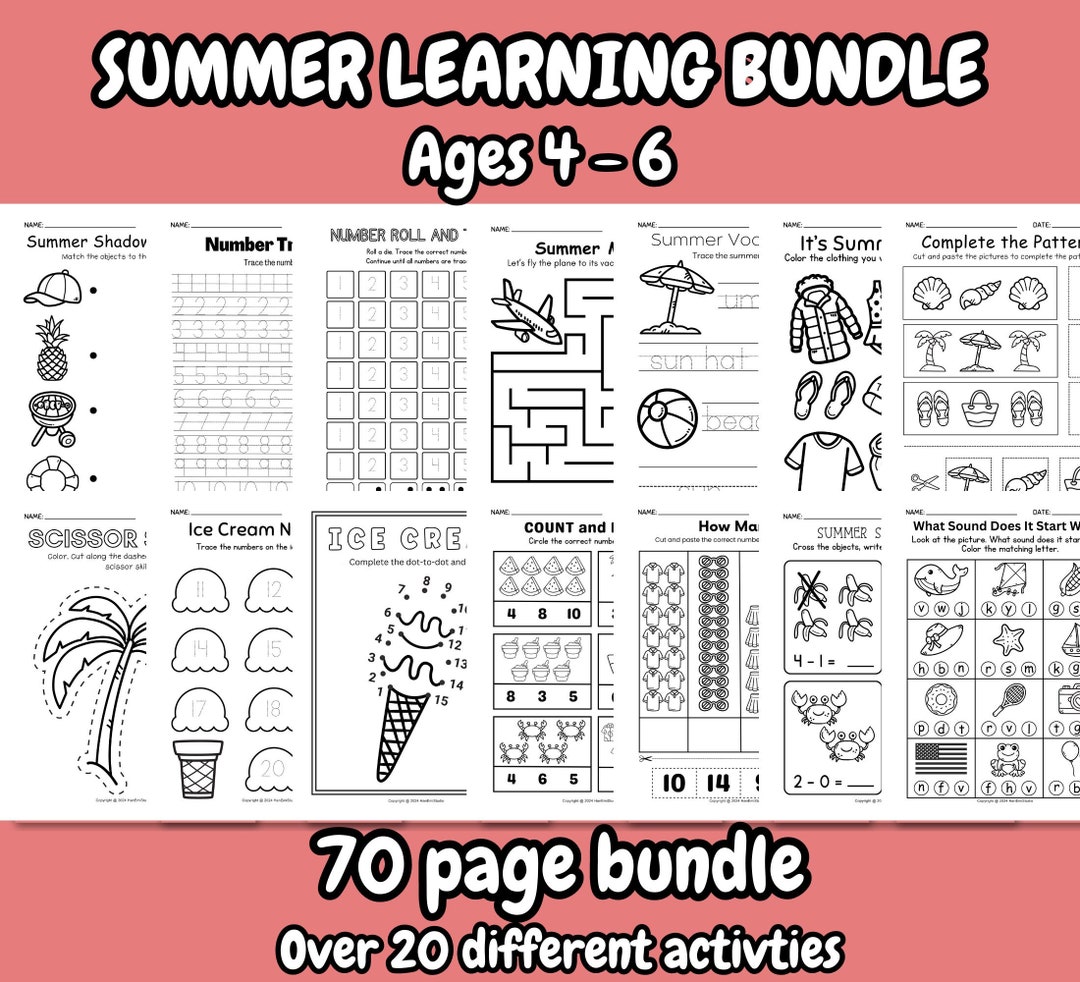Preschool Learning Bundle; 70 Pages; Prek Workbook; Summer Learning ...