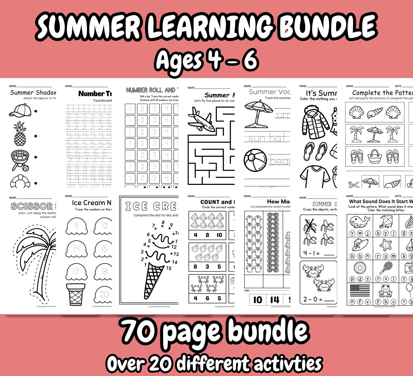 Preschool Learning Bundle; 70 Pages; Prek Workbook; Summer Learning ...
