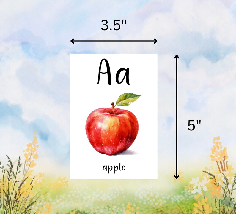 26 Alphabet Flashcards for Kids; Kids Learning Flash Cards; Watercolor ...