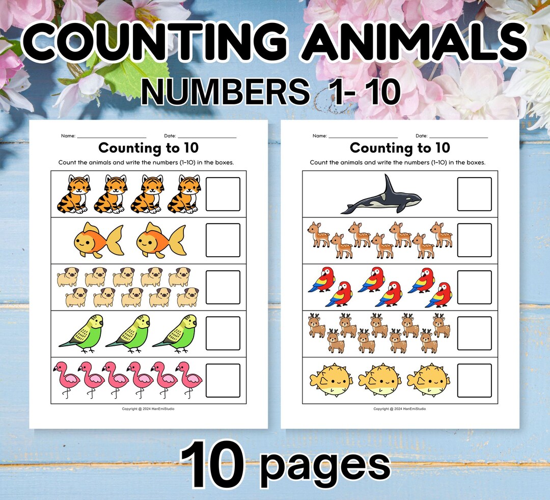 10 Counting Animal Worksheets Numbers 1 - 10; Counting Worksheets; Prek ...