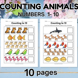 10 Counting Animal Worksheets Numbers 1 - 10; Counting Worksheets; Prek ...