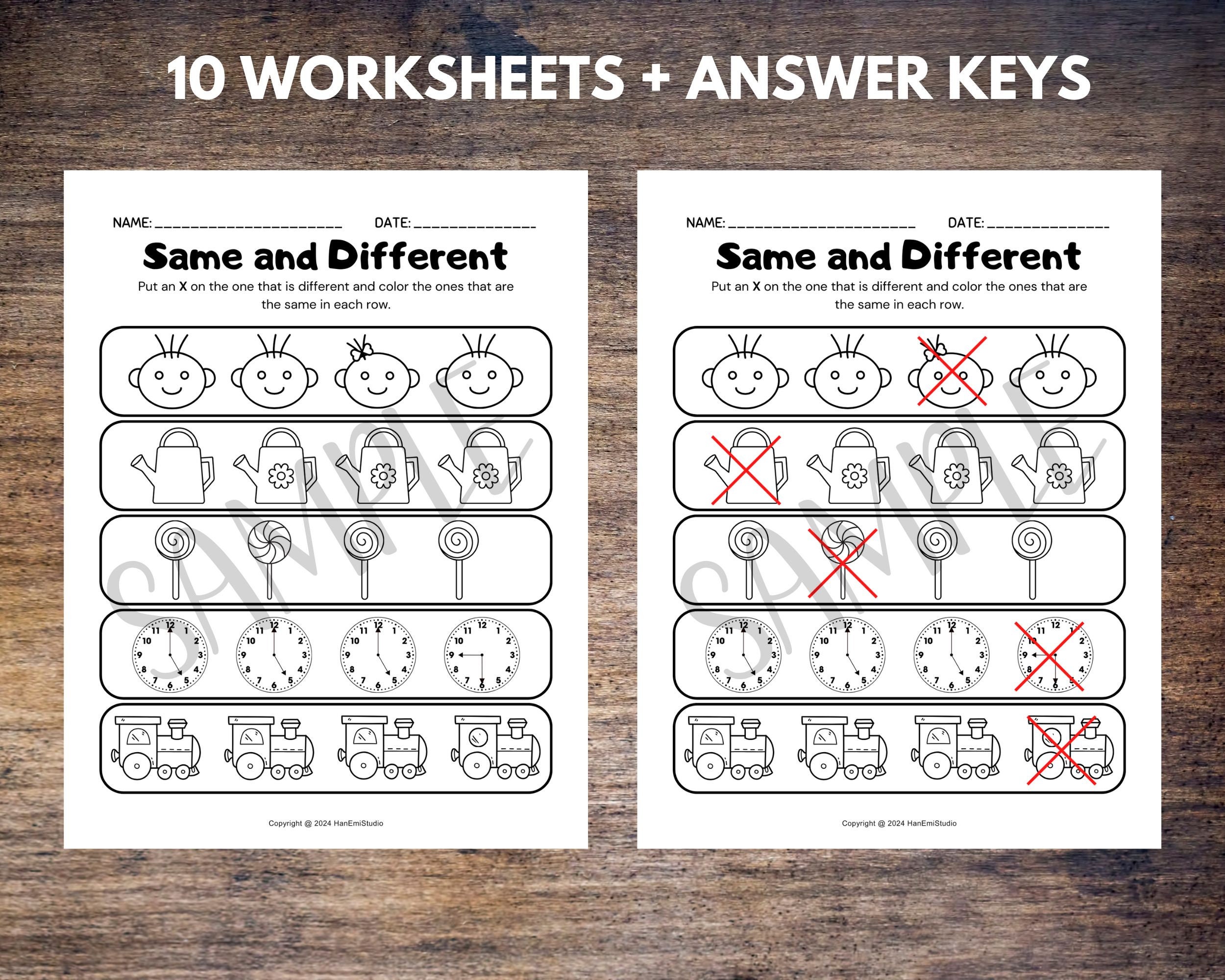 10 Page Same and Different Worksheets; Visual Discrimination Worksheet ...