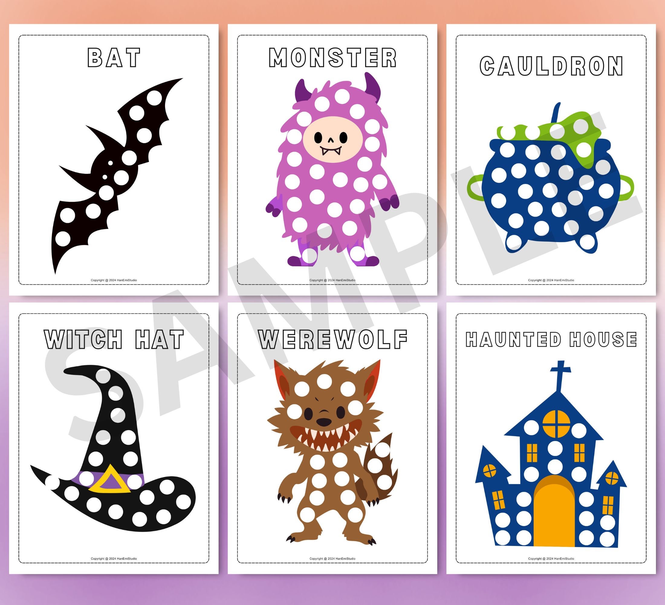 15 Halloween Dot Marker Worksheets for Kids; Dot a Dot Page; Halloween ...