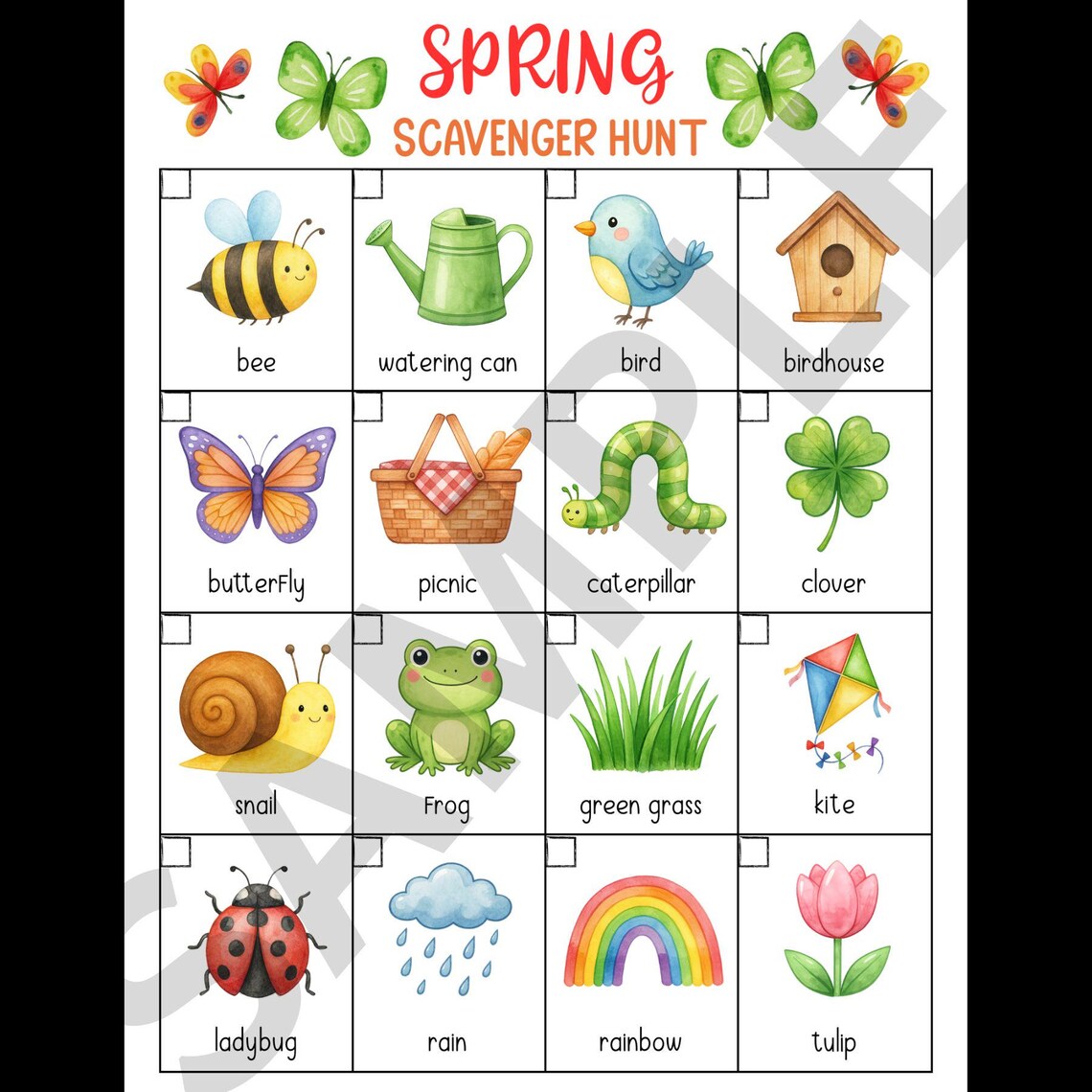 Spring Scavenger Hunt for Kids; Spring Activities; Indoor Scavenger ...
