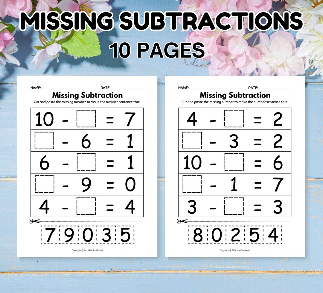 10-page Missing Subtraction Worksheets Numbers 1 - 10; Preschool Math ...