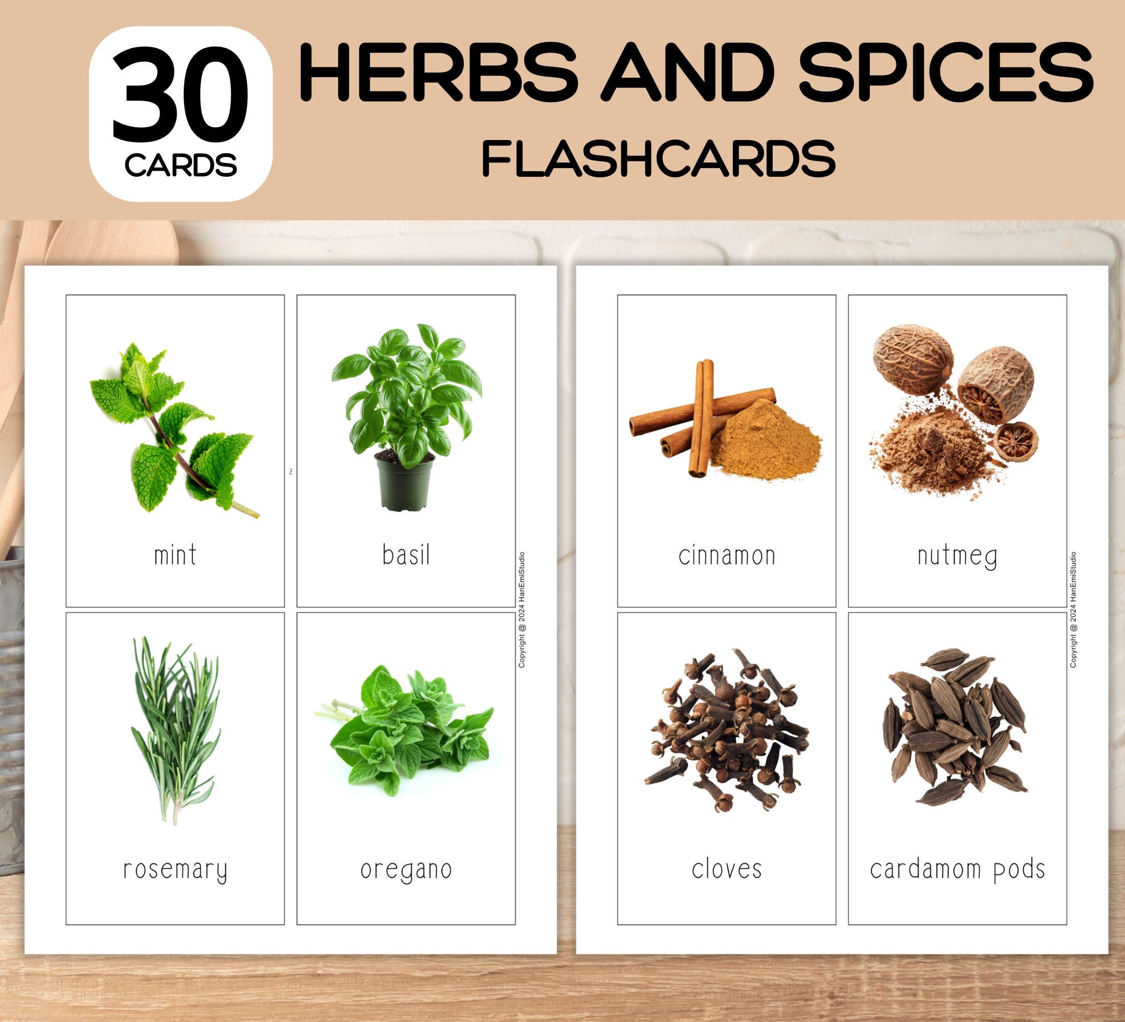 30 Herbs and Spices Flashcards; Vocabulary Flashcards; Plants ...