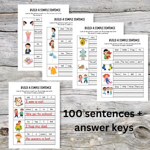 100 Build a Simple Sentence; 25 Page Worksheets; Sentence Correction ...