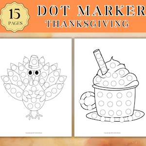 20 Thanksgiving Dot Marker Worksheets for Kids; Dot a Dot Pages; Kids ...