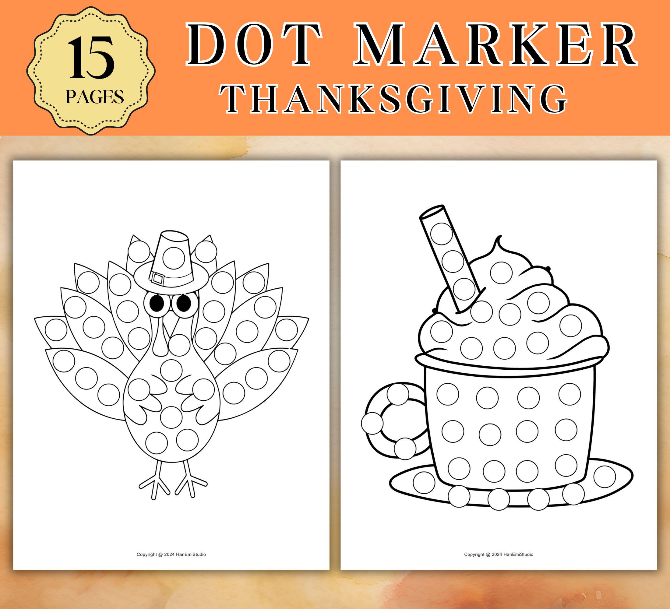 20 Thanksgiving Dot Marker Worksheets for Kids; Dot a Dot Pages; Kids ...