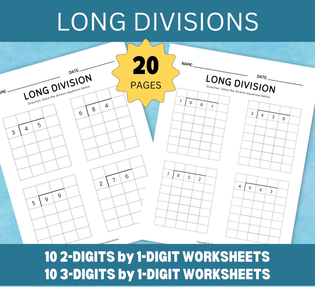 20-page Long Division Worksheets for 4th and 5th Graders; Printable ...