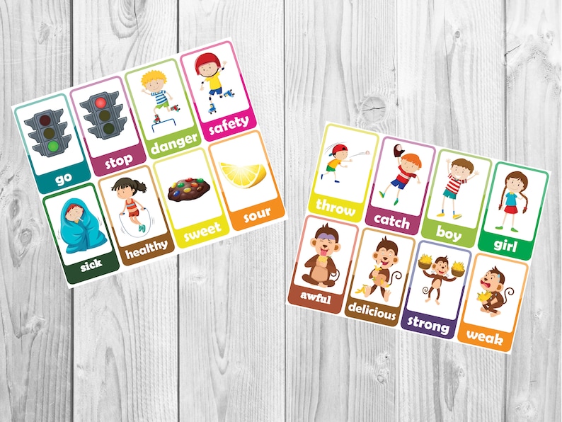 80 Opposite Flash Cards; Learn Opposites; Opposite Worksheet ...