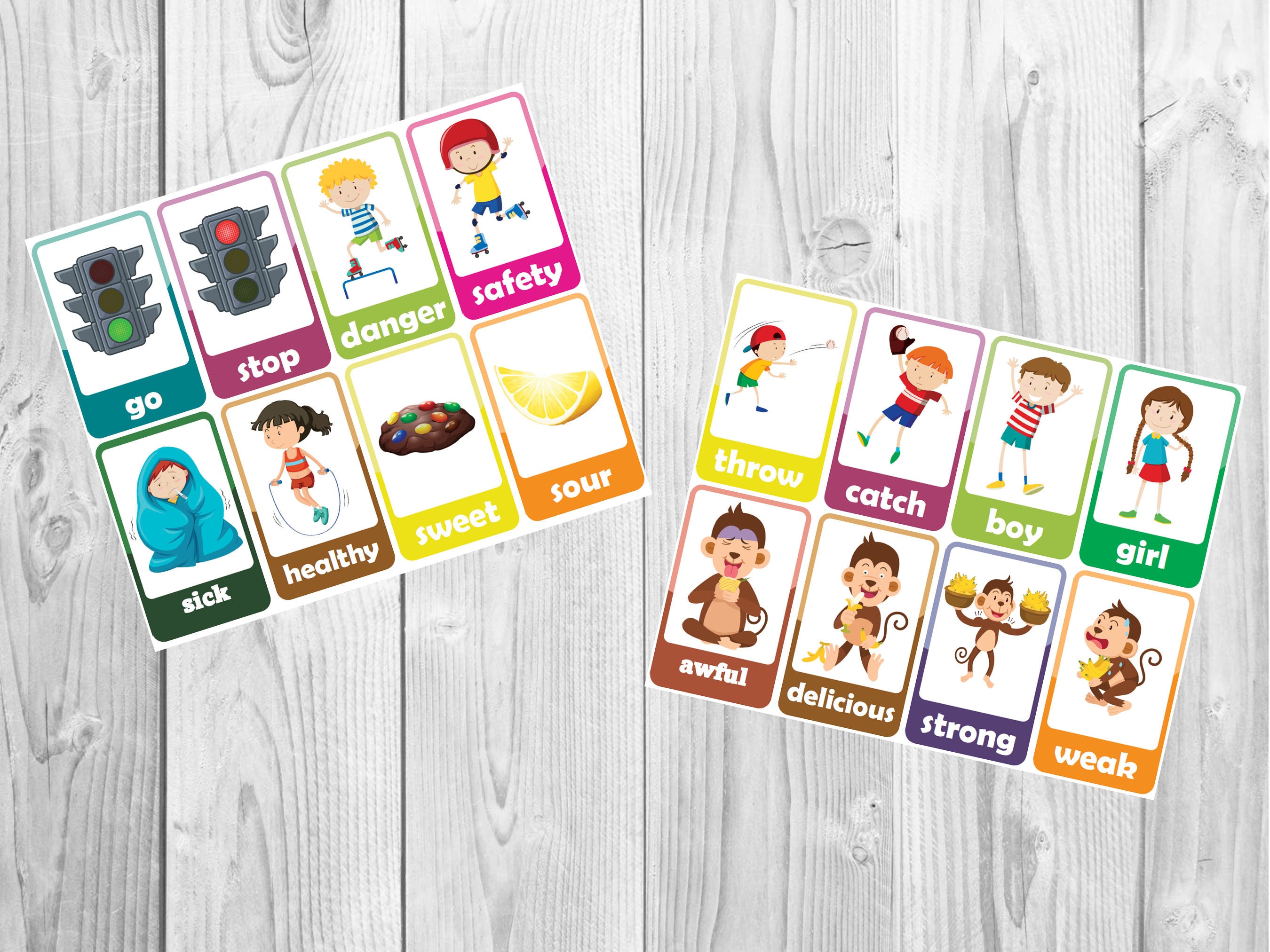 80 Opposite Flash Cards; Learn Opposites; Opposite Worksheet ...