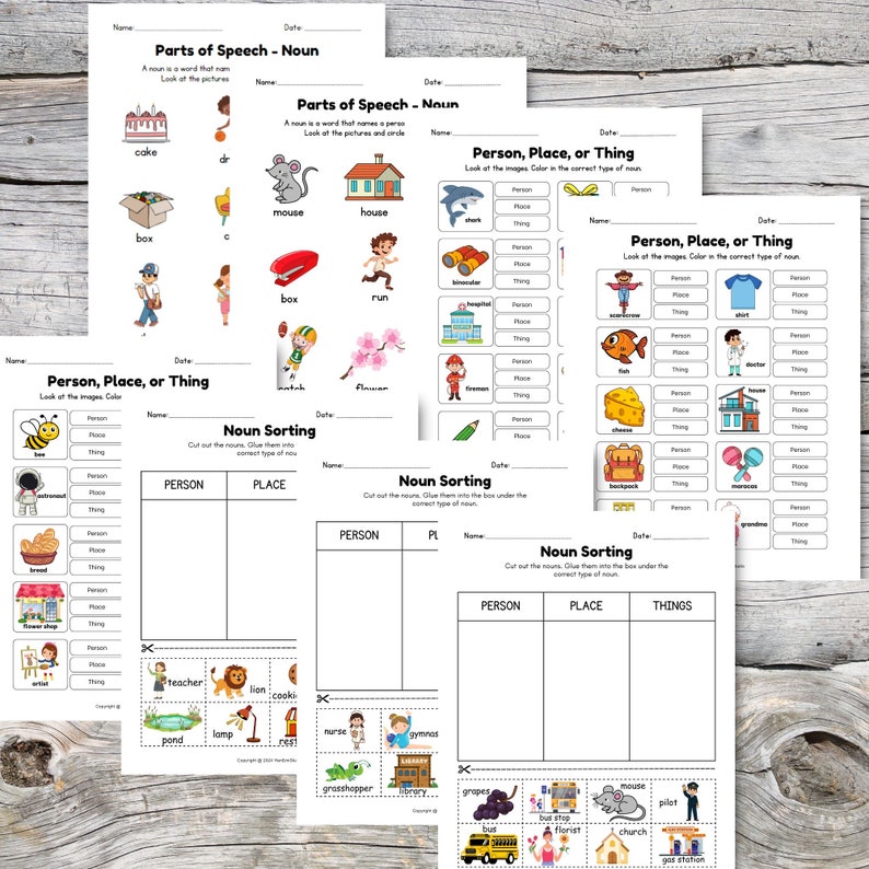 21 Noun Worksheets Bundle, Parts of Speech; Printable Noun Practice ...
