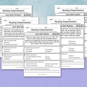 20 Reading Comprehension Worksheets About Professions for Ages 5-7 ...