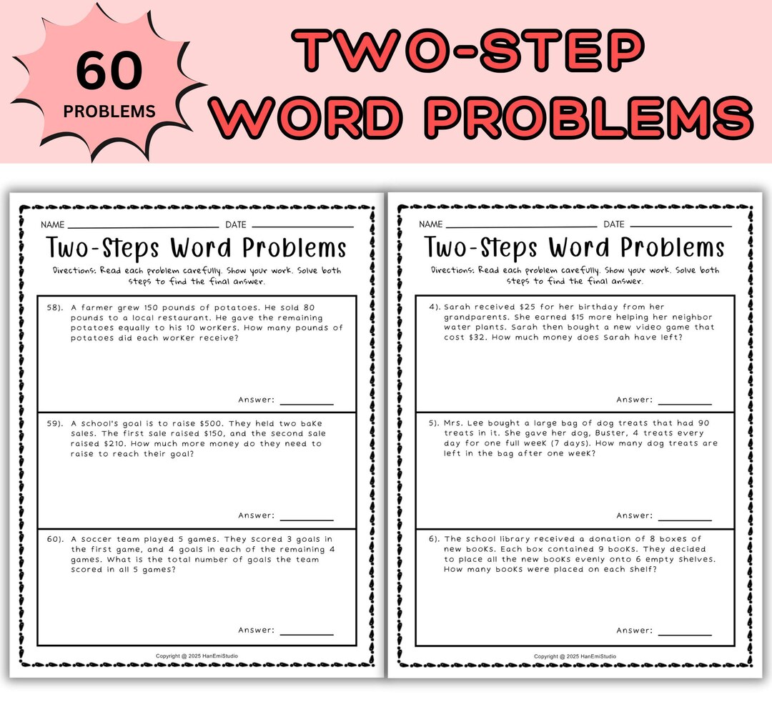 Mixed Two-step Word Problems Worksheets; 4th Grade Math Worksheet ...