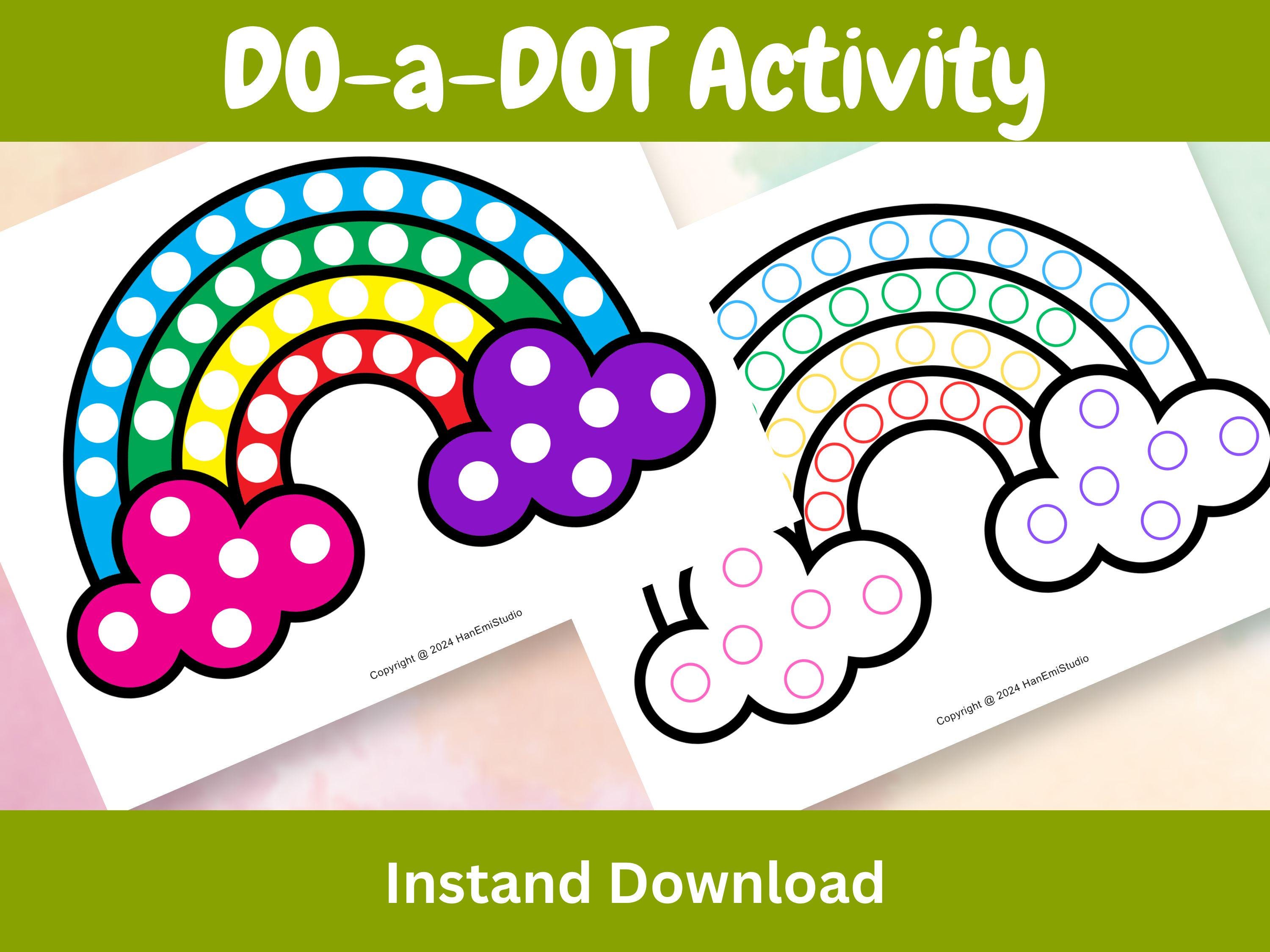 4 Rainbow Do-a-dot Worksheets for Kids; Color Matching Activity; Dot a ...