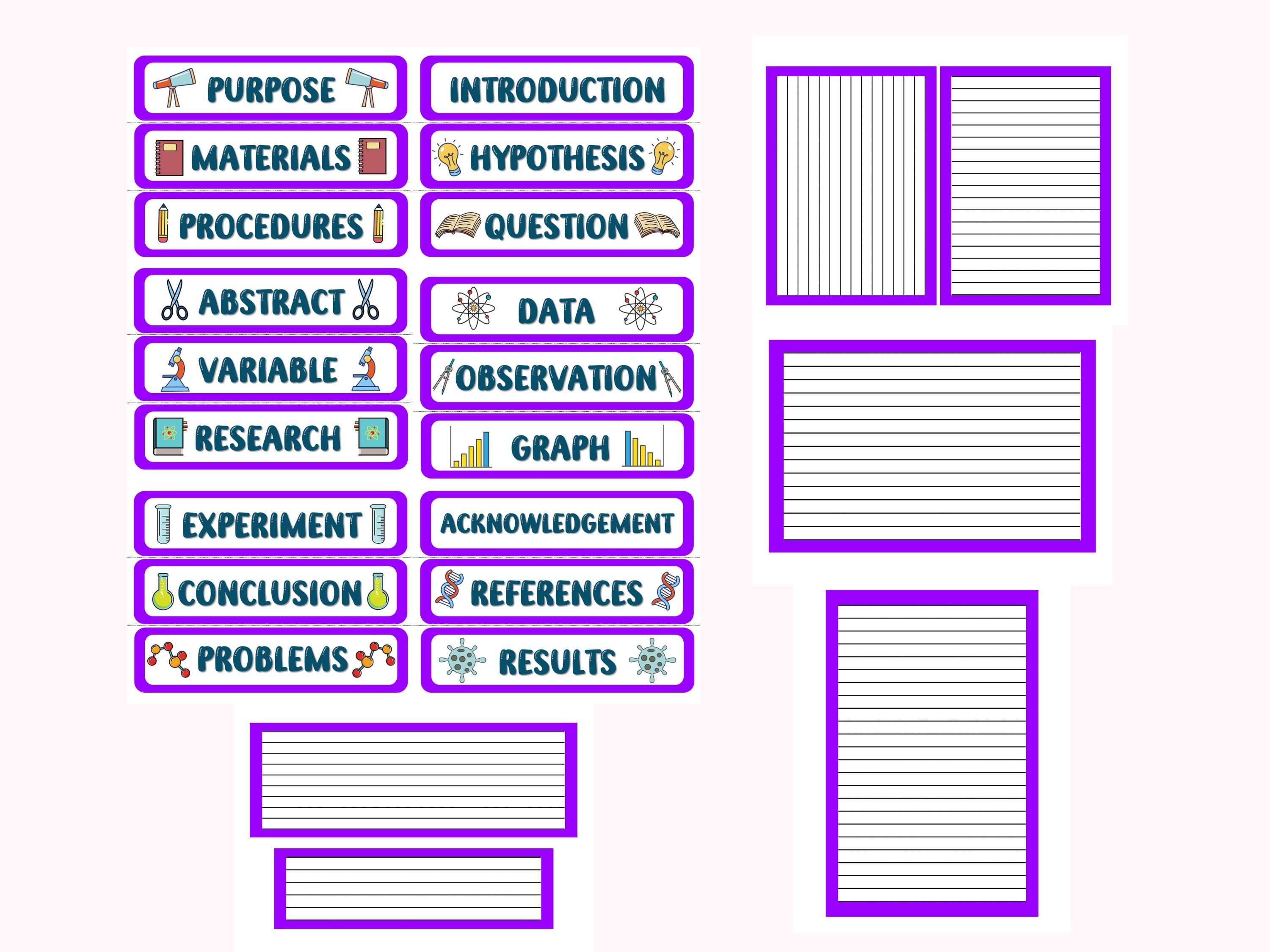 18 Science Fair Project Labels and 6 Writing Templates (available in 5 ...