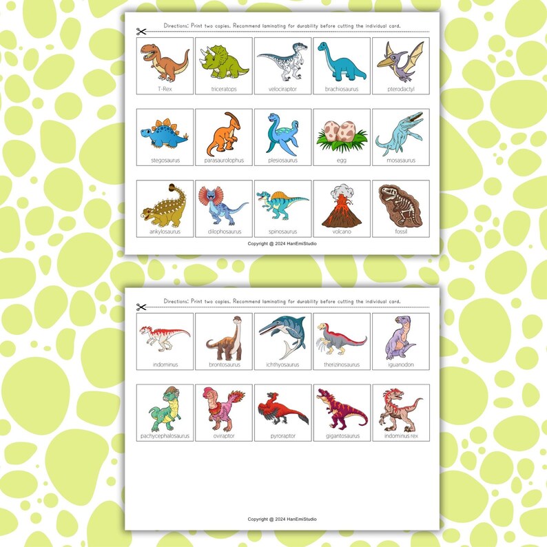 25 Pairs Dinosaur Memory Game; Dinosaur Flashcard; Dinosaur Memory Game ...