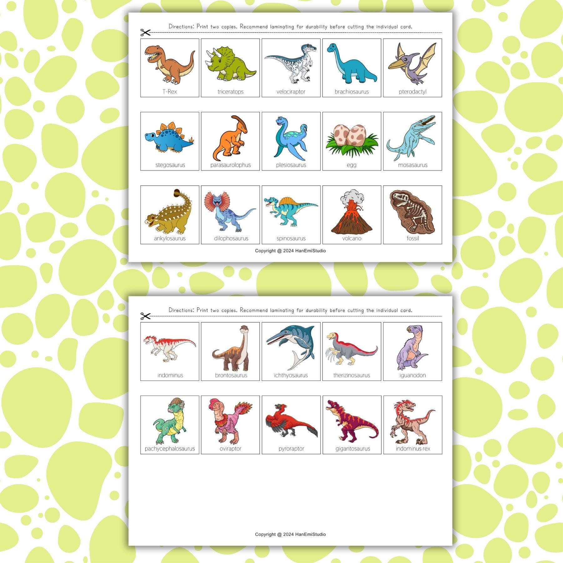 25 Pairs Dinosaur Memory Game; Dinosaur Flashcard; Dinosaur Memory Game ...