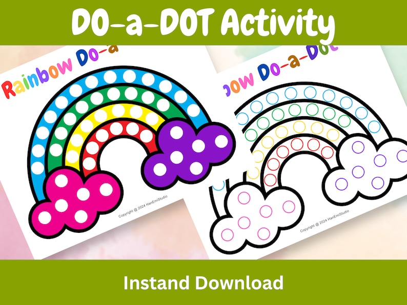 4 Rainbow Do-a-dot Worksheets for Kids, Preschool and Kindergarten ...
