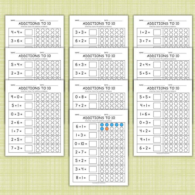 10 Addition Worksheets for Preschoolers and Kindergarteners; Addition ...