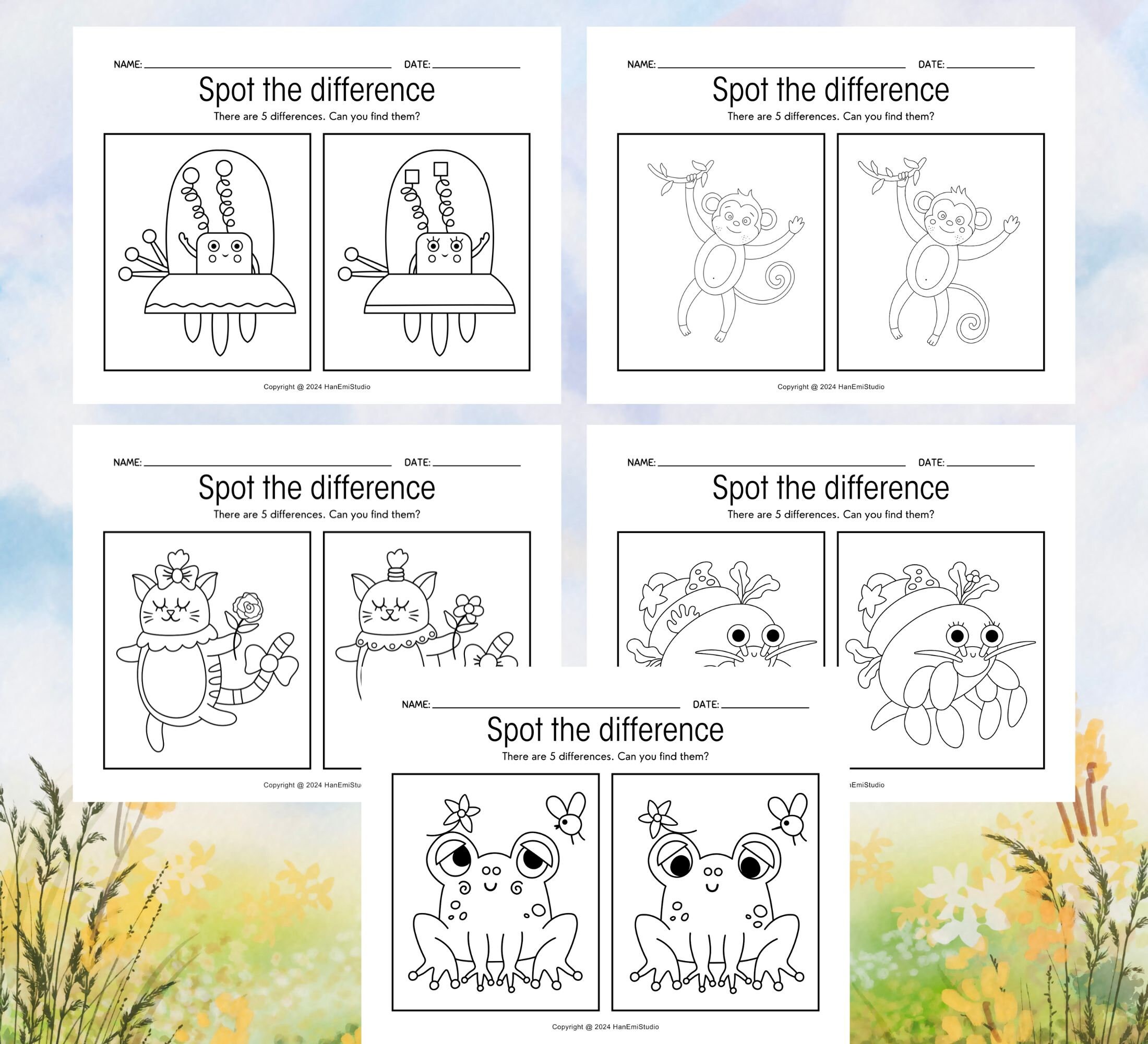 10 Easy Spot the Difference Worksheets for Prek and Kindergarteners ...