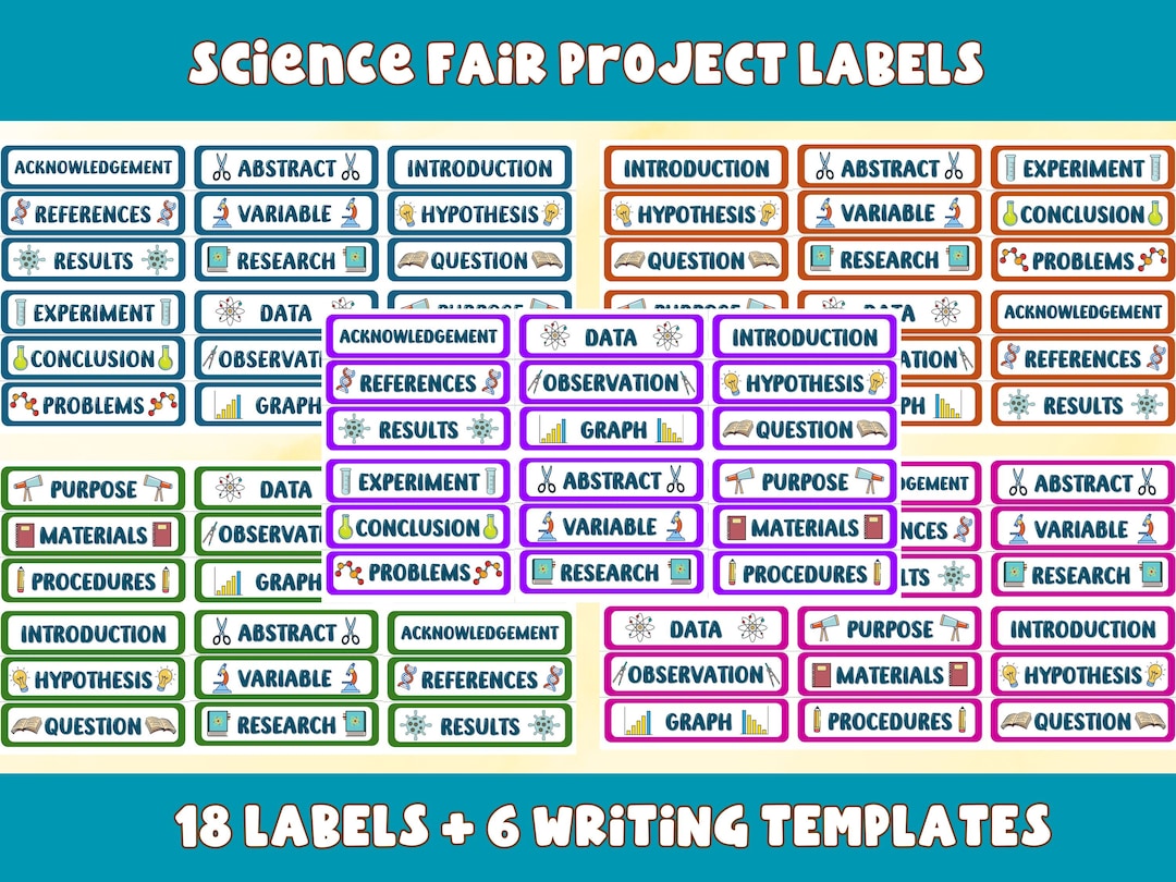 18 Science Fair Project Labels and 6 Writing Templates (available in 5 ...