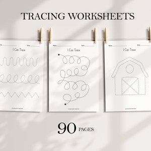 90 Page Tracing Worksheets for Ages 5-7; Tracing Practice Sheets ...