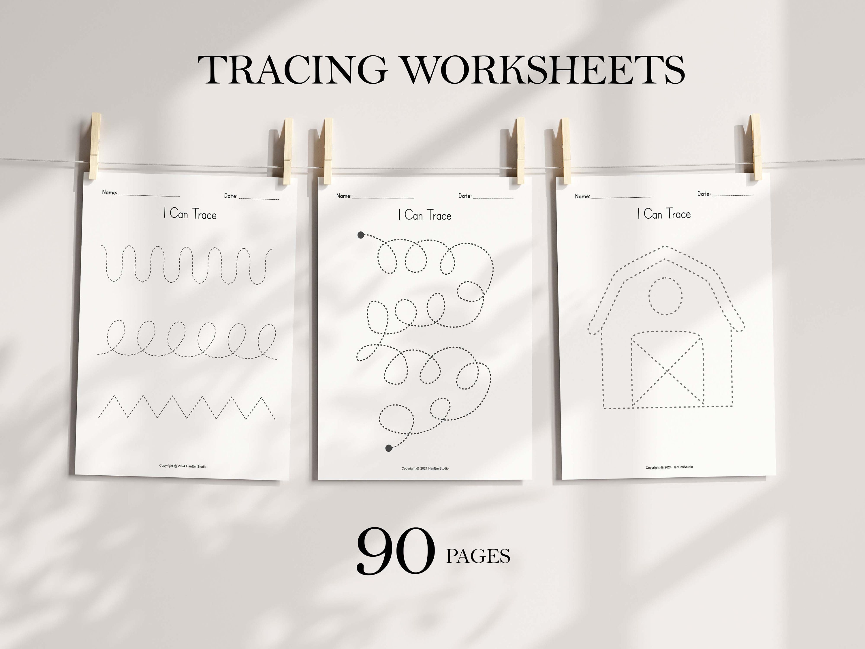 90 Page Tracing Worksheets for Ages 5-7; Tracing Practice Sheets ...
