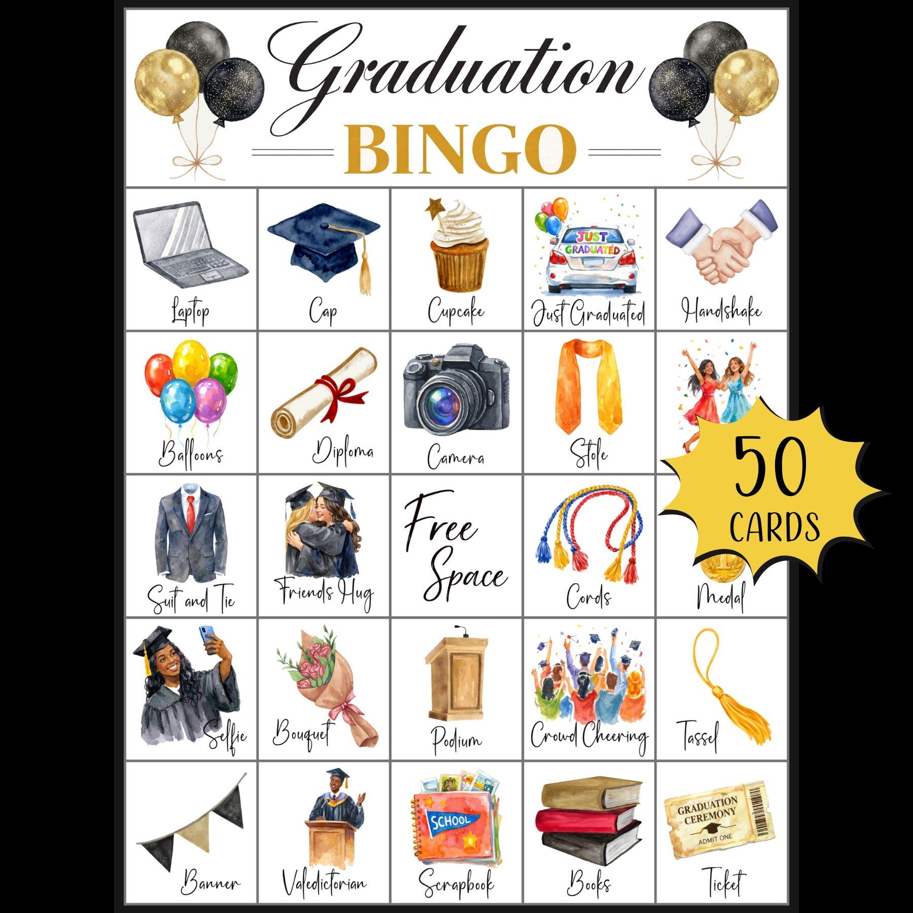 Graduation Bingo Game Printable; High School & College Grad Games; End ...