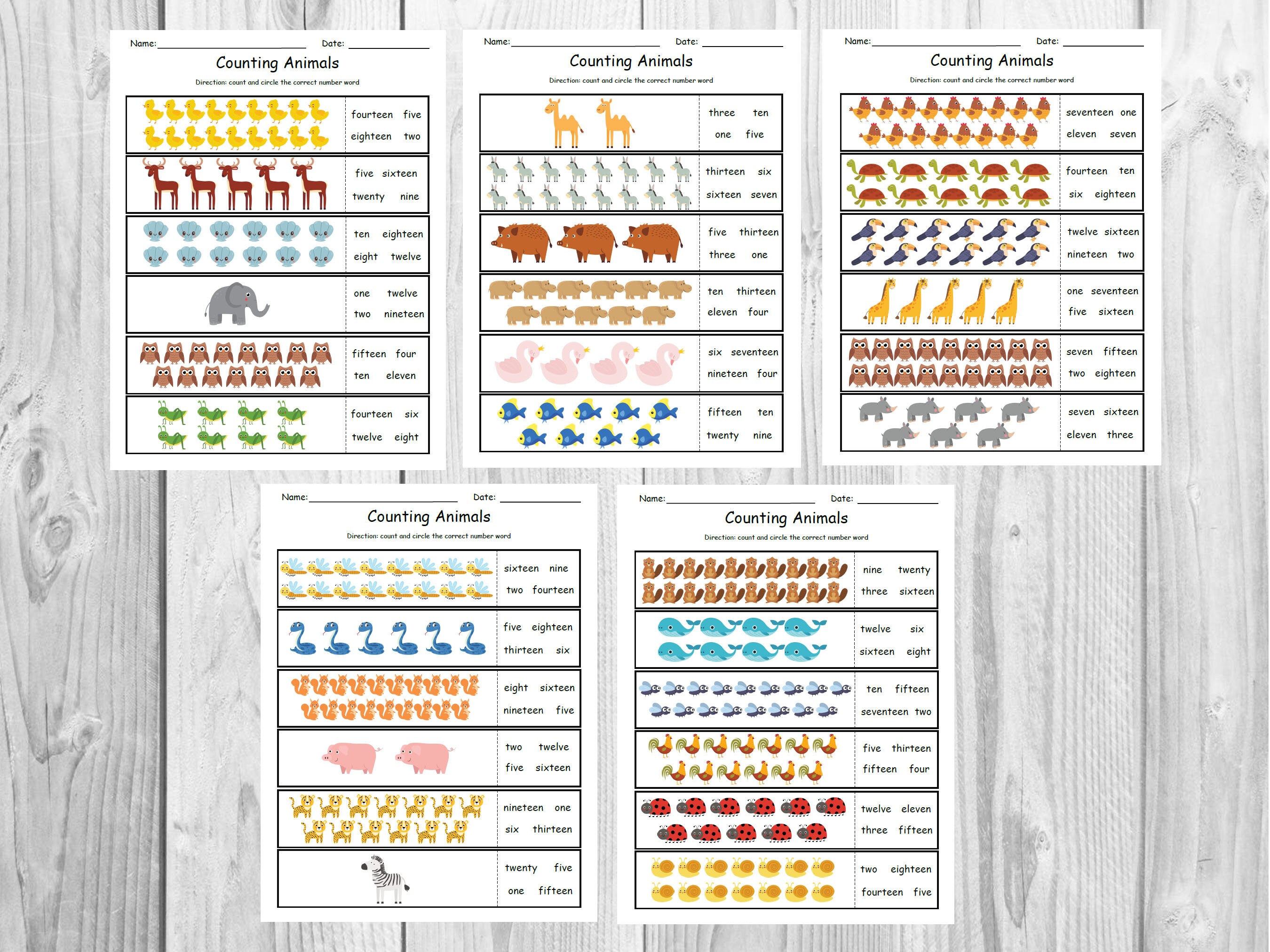 Number Word Counting Practice Number 1 - 20; Counting Worksheets ...