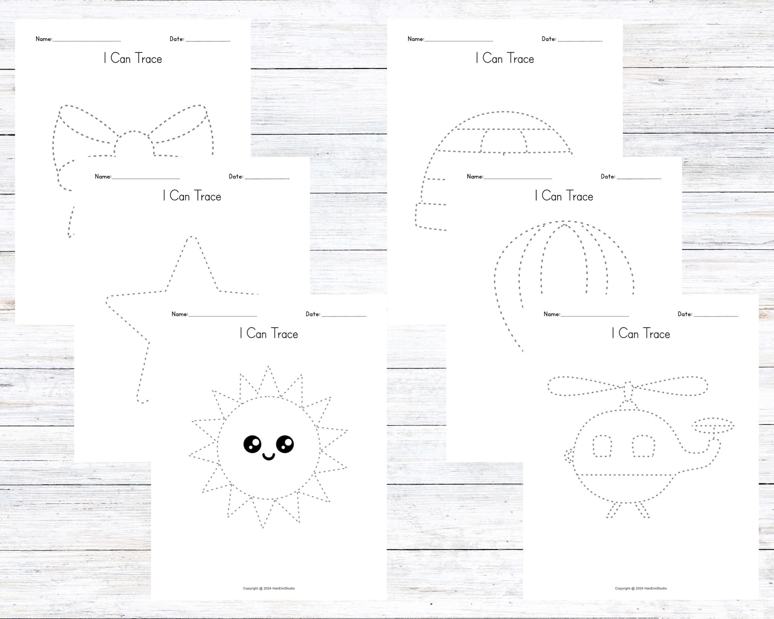90 Page Tracing Worksheets for Ages 5-7; Tracing Practice Sheets ...
