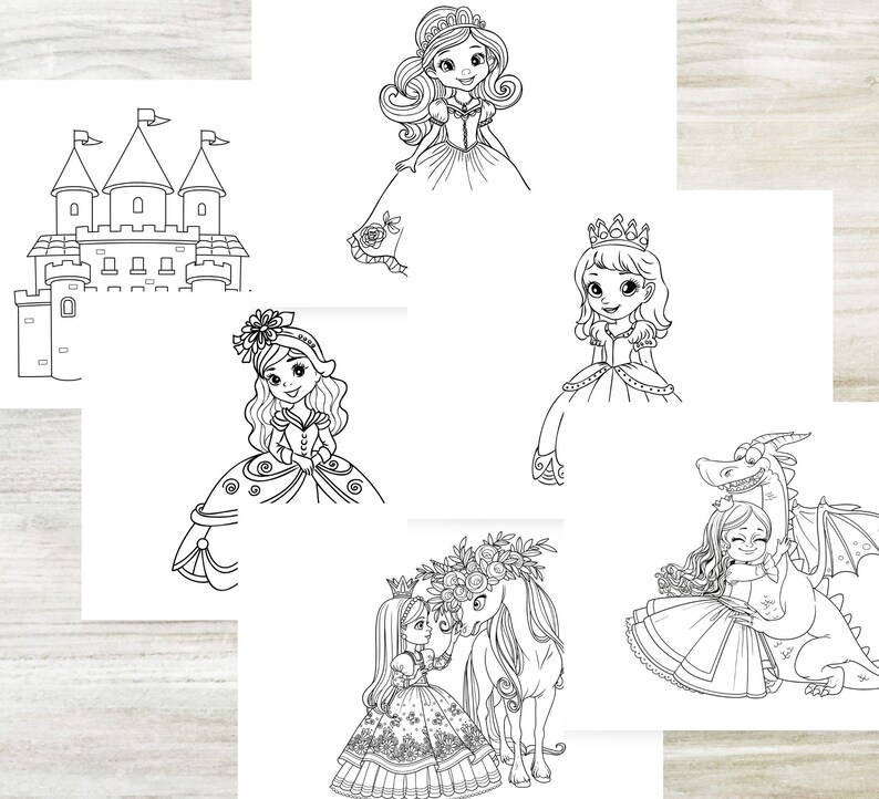50 Princess Coloring Page for Kids; Printable Coloring Book; Kids ...
