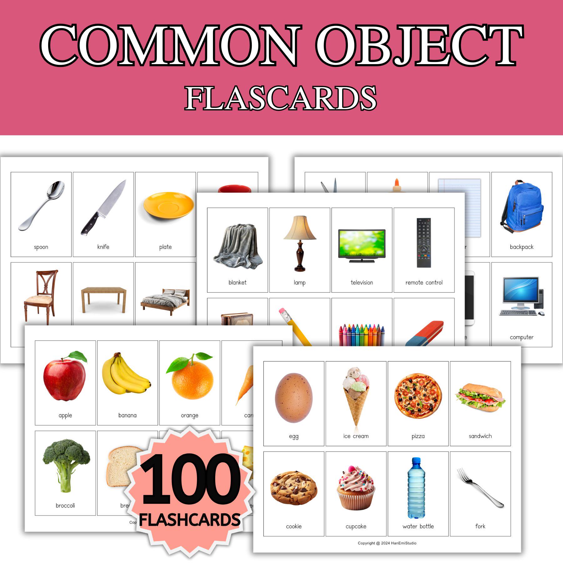 100 Common Objects Flashcards; Speech Therapy Flashcards; Educational ...