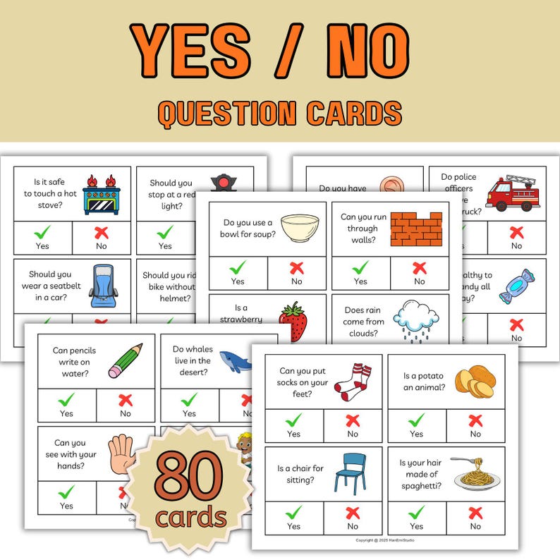 Yes No Question Cards for Toddlers: Speech Therapy (PDF) - Etsy