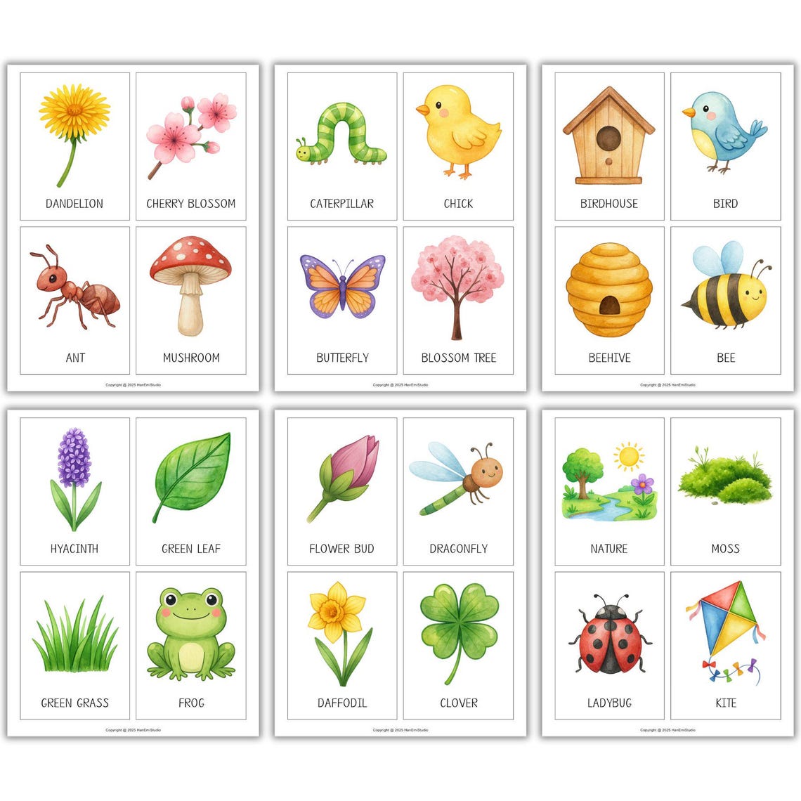 Spring Vocabulary Flashcards; Toddler Vocabulary Printable; Watercolor ...