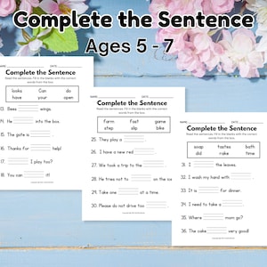 20 Page Complete the Sentence Worksheets; Sentence Completion Worksheet ...