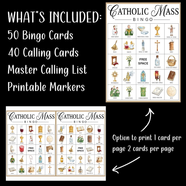 Catholic Mass Bingo Game Printable; Catholic Classroom Activity; Sunday ...