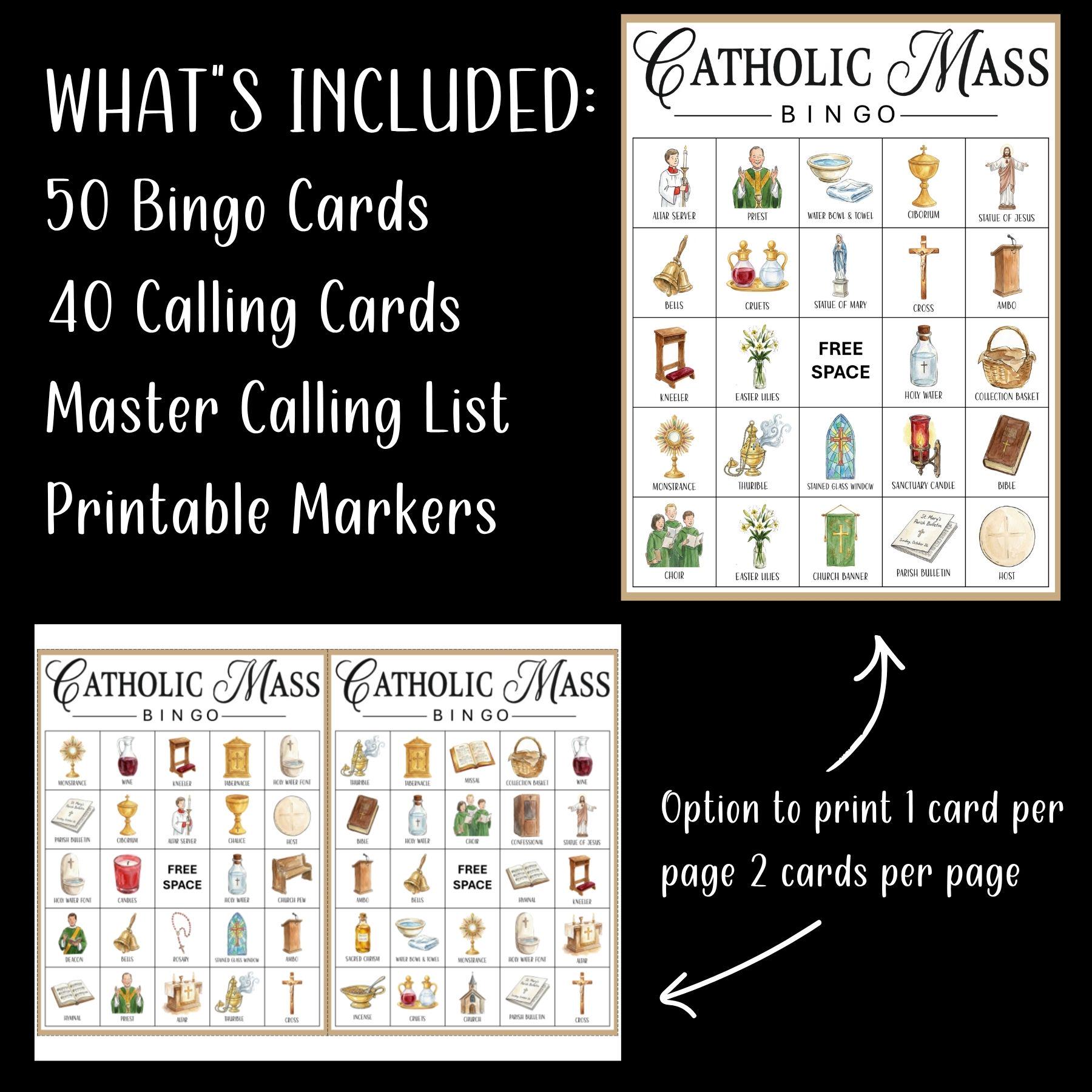 Catholic Mass Bingo Game Printable; Catholic Classroom Activity; Sunday ...