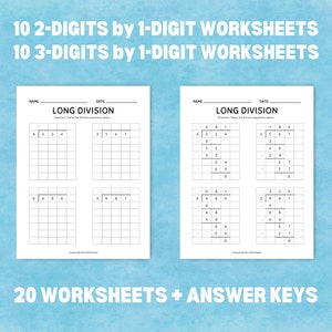 20-page Long Division Worksheets for 4th and 5th Graders; Printable ...