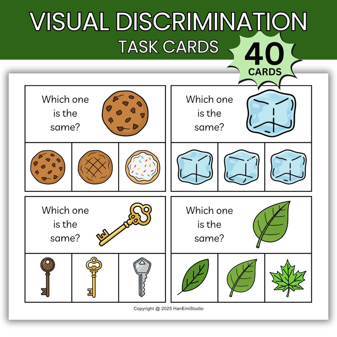 Visual Discrimination Task Cards; Find the Same; Speech Therapy Task ...