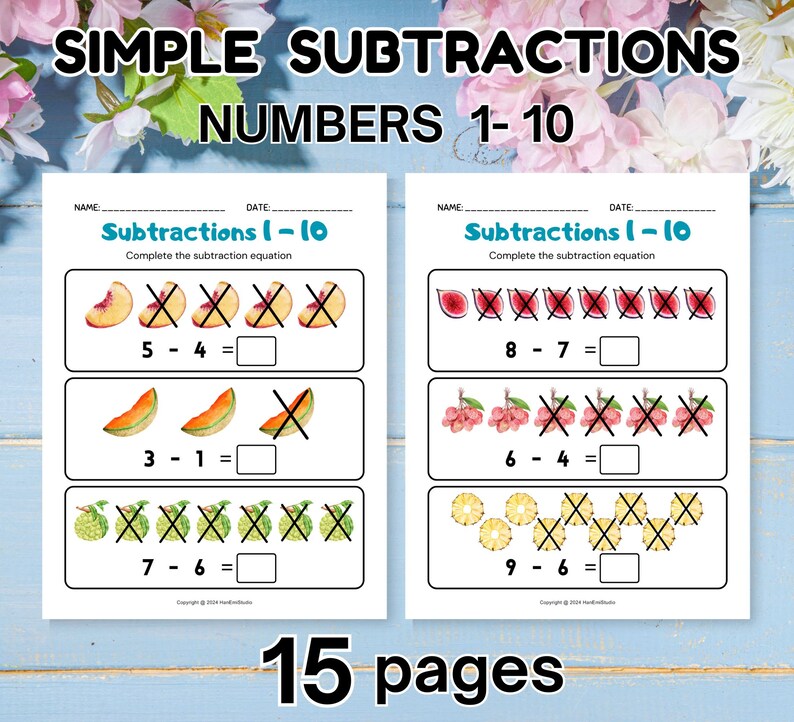 Simple Subtraction Worksheets Number for Preschoolers and ...