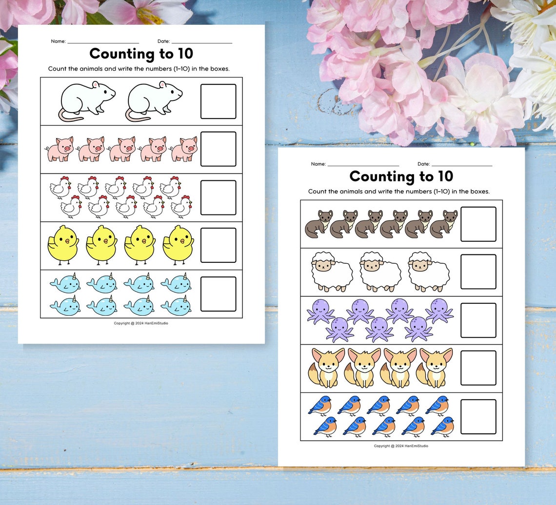 10 Counting Animal Worksheets Numbers 1 - 10; Counting Worksheets; Prek ...
