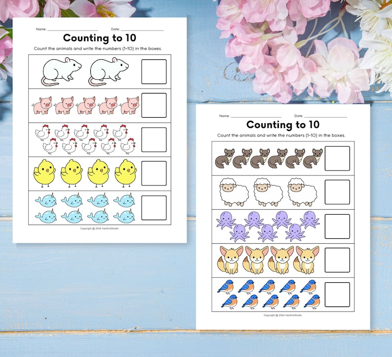10 Counting Animal Worksheets Numbers 1 - 10; Counting Worksheets; Prek ...